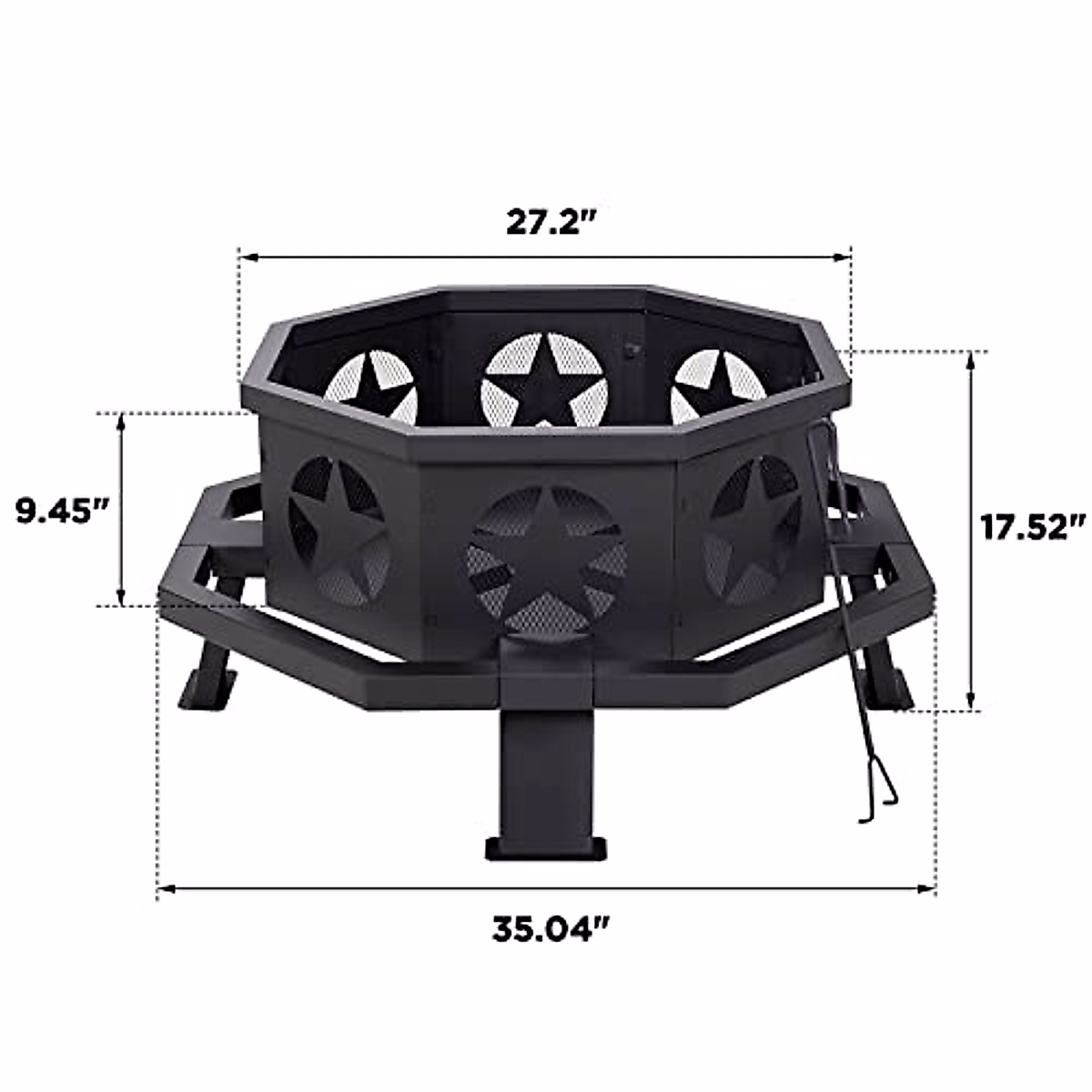 PaPaJet 35 Inch Outdoor Fire Pits, Octagonal Wood Burning Fire Pit, Heavy Duty Bonfire Pit for Patio Backyard Garden Camping Beach