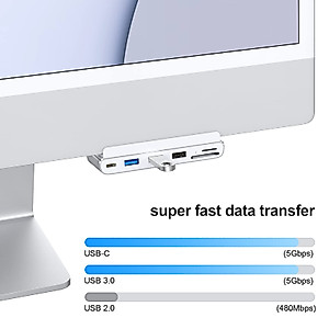 GEWOKLIY USB c hub for iMac 24 inch, 7-in-1 USB C hub, USB 3.0 5Gbps, SD/TF Card Reader, USB c Docking Station for 2021 iMac 24 inch (M1)/2023 iMac 24-inch (M3)