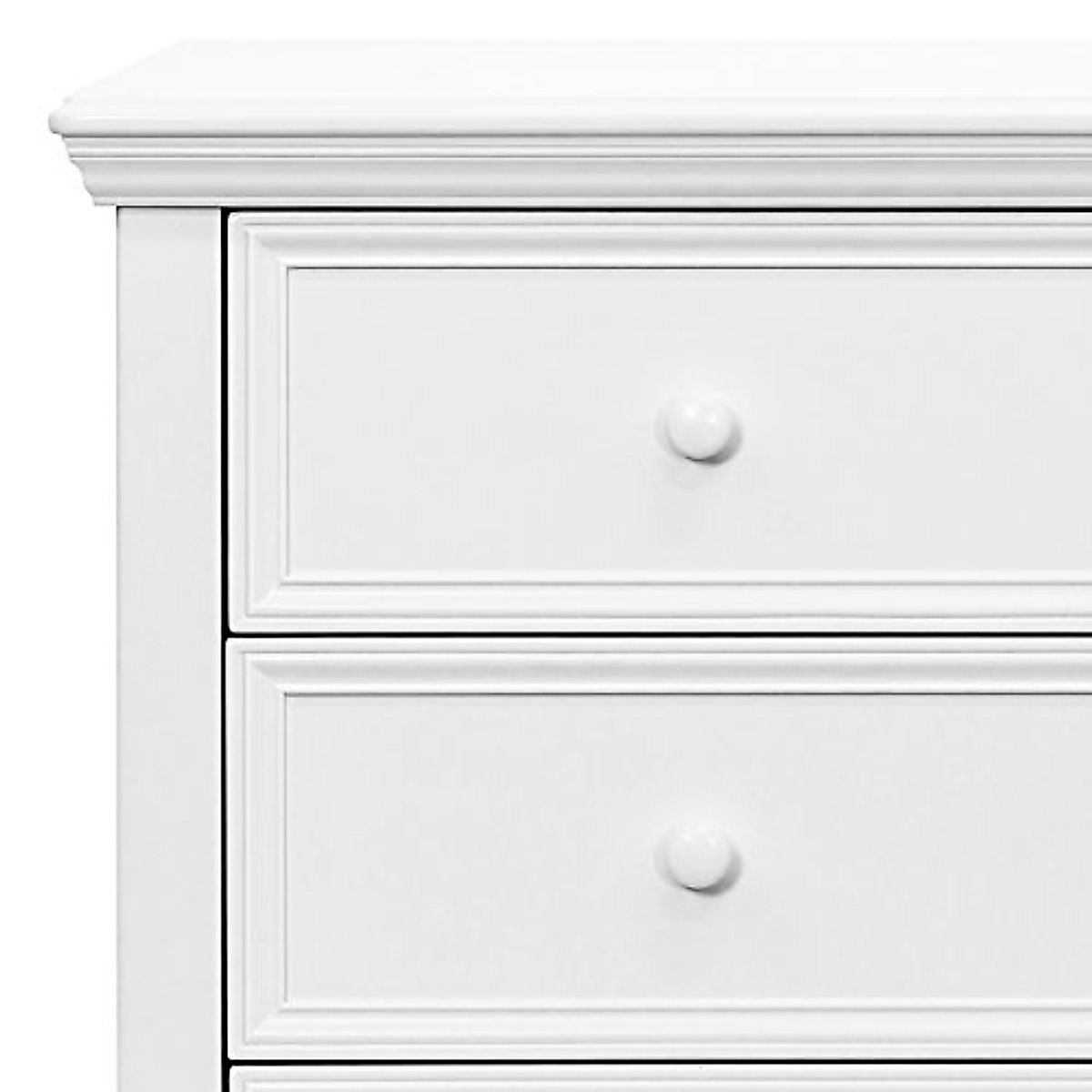 Contours Easy-to-Assemble Transitional 3-Drawer Dresser - Built-in Hardware, Changing Table Height, 3 Spacious Drawers, Sculpted Wooden Knobs, Anti-Tip Kit, White