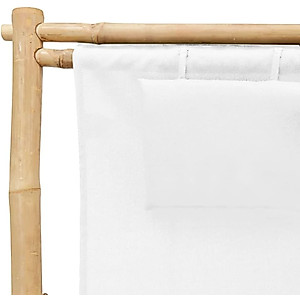 vidaXL Cream White Adjustable Deck Chair - Bamboo and Durable Canvas Material - Foldable Design for Easy Storage - Ideal for Garden, Patio, and Terrace