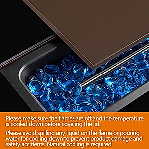 Yaheetech 43 Inch 50,000 BTU PE Rattan Propane Fire Pit with Tempered Glass Tabletop and Rain Cover, Gas Fire Pit with Lid and Fire Glass for Outdoor Heating/Patio/Terrace, Auto-Ignition, Brown