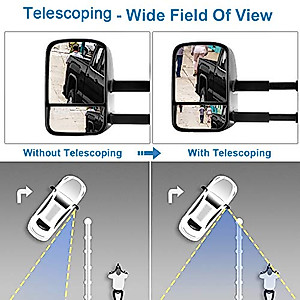 ECCPP Towing Mirrors Pair Set Replacement fit for 2003-06 for Chevy Silverado 1500 2500 HD 3500 Suburban 1500 2500 Tahoe for GMC Sierra Yukon Power Heated Signal Black Manual Telescoping Tow Mirrors