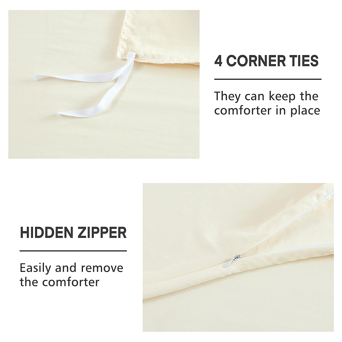 JML Duvet Cover , Ultra Soft 100% Washed Microfiber 3 Pieces Bedding Duvet Cover Set and Breathable Solid Color Duvet Cover Set