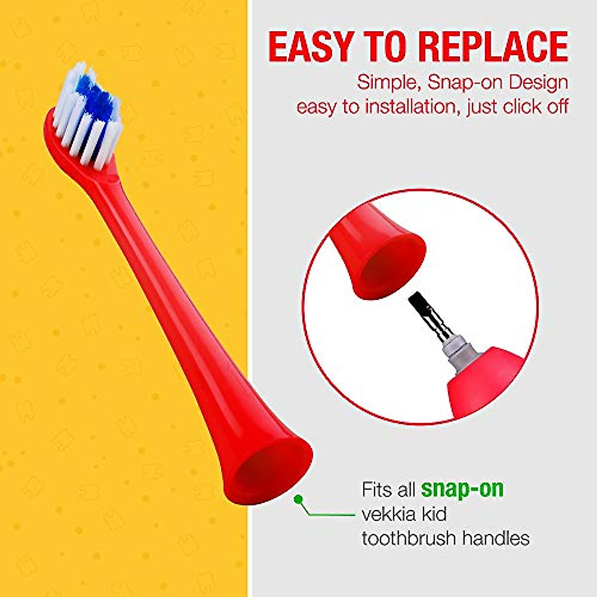 4-Pack Replacement Toothbrush Heads- Sonic V200 Rechargeable Kids Electric Toothbrushes, 7X More Plaque Removal, End-Rounded Soft Bristles, Comfortable & Efficient Clean Teeth, Perfect for Kids