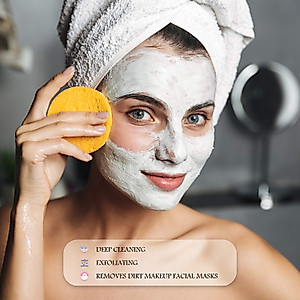 120 Pieces Compressed Facial Sponge for Estheticians Face Cleansing Sponge Makeup Removal Sponge Pad Exfoliating Spa Wash Round Face Sponge (Pink, Yellow, Blue)