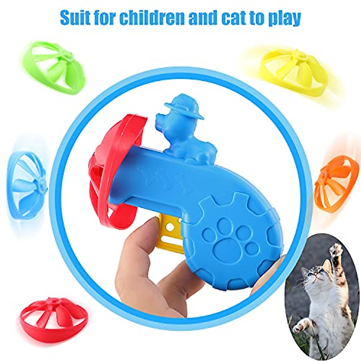 15 Pieces Cat Fetch Toys Colorful Flying Propellers Cat Chasing Flying Propeller Cat Playing Toy for Interactive, Exercising, Training, Hunting, Chasing, Batting, 5 Colors