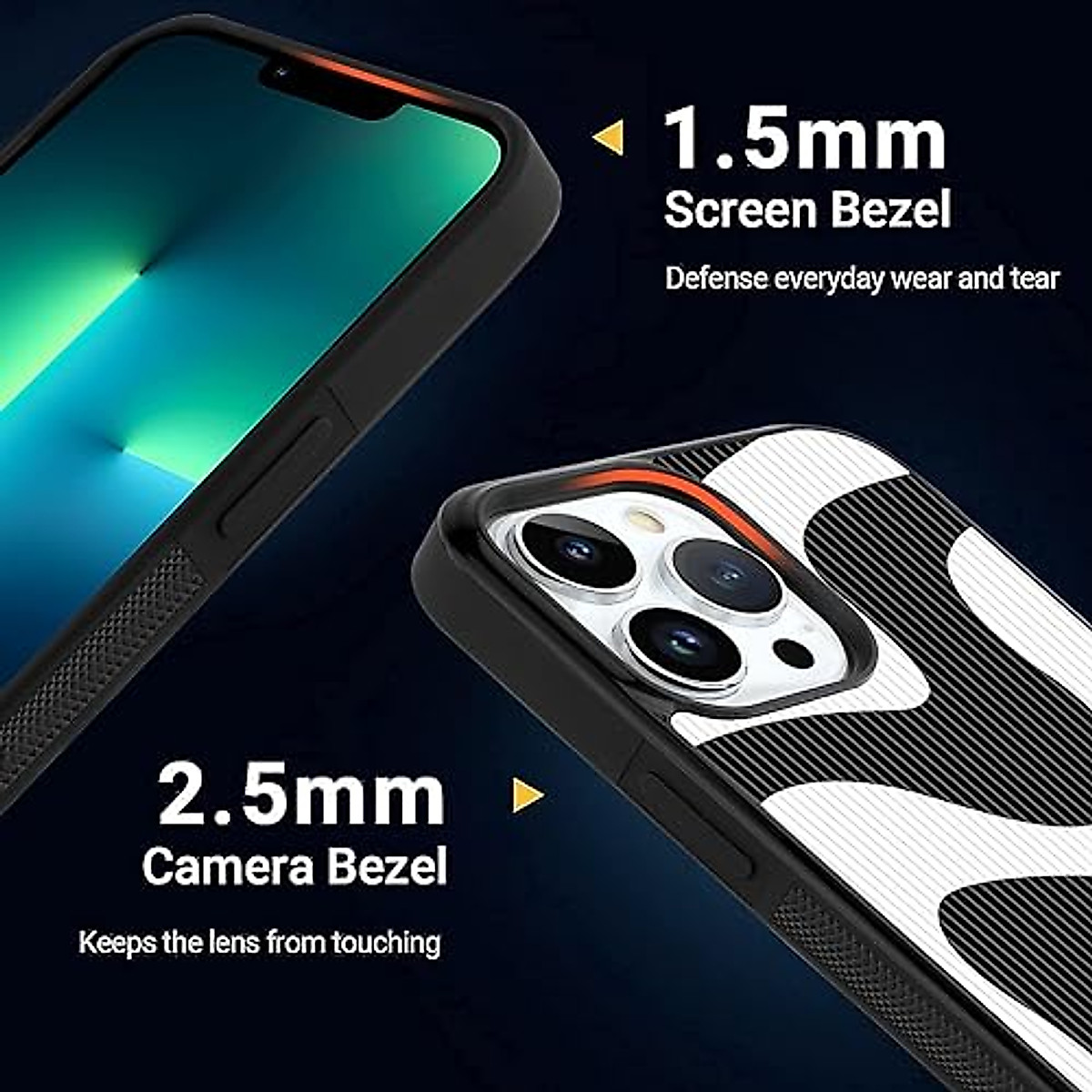 Wlxee Compatible iPhone 13 Pro Max 6.7”Wave Pattern Mobile Case，Shockproof and Slim TPU Material Non Slip Mobile Case Cute Zebra Pattern is Specially Designed for Ladies Girls-Black White