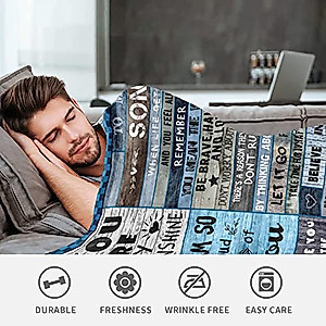 to My Son Gifts from Mom, Birthday Gifts for Son Gift for Valentine’s Day Christmas Graduation, Flannel Fleece Soft Cozy Throw Blankets Lightweight Warm Throws for Bed Sofa Couch 50"x60"
