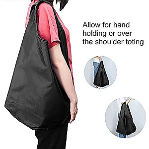 Poocar 10 Pack Reusable Grocery Bags Black Washable Foldable Reusable Shopping Bags,Eco-Friendly Purse Bag Fits in Pocket Holds
