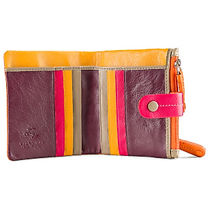 Visconti Mojito M77 Multi Colored Soft Leather Compact Wallet/Purse 3.5" x 4.3" (Orange Multi)