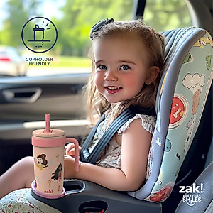 Zak Designs Disney Princess Fairway Travel Tumbler for Home or On the Go, 18oz Stainless Steel with Vacuum Insulation, Spillproof Straw, and Handle (Ariel, Belle, Cinderella, Jasmine, Moana, Tiana)