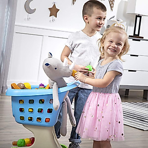 Step2 Little Helper's Shopping Cart for Kids, Play Grocery Cart, Made of Durable Plastic, for Toddlers 2+ Years Old, Blue