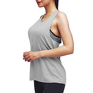 Mippo Workout Tank Tops for Women Loose Fit Yoga Tennis Shirts Athletic Exercise Tank Tops Cute Summer Clothes Athletic Sports Running Clothing for Women Gray XXL