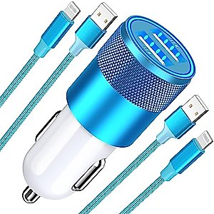 [Apple MFi Certified] iPhone Fast Car Charger, Braveridge 4.8A Dual USB Power Rapid Car Charge Adapter with 2Pack Lightning to USB Cable Quick Car Charging for iPhone 14 13 12 11 Pro/XS/XR/X/SE 8/iPad