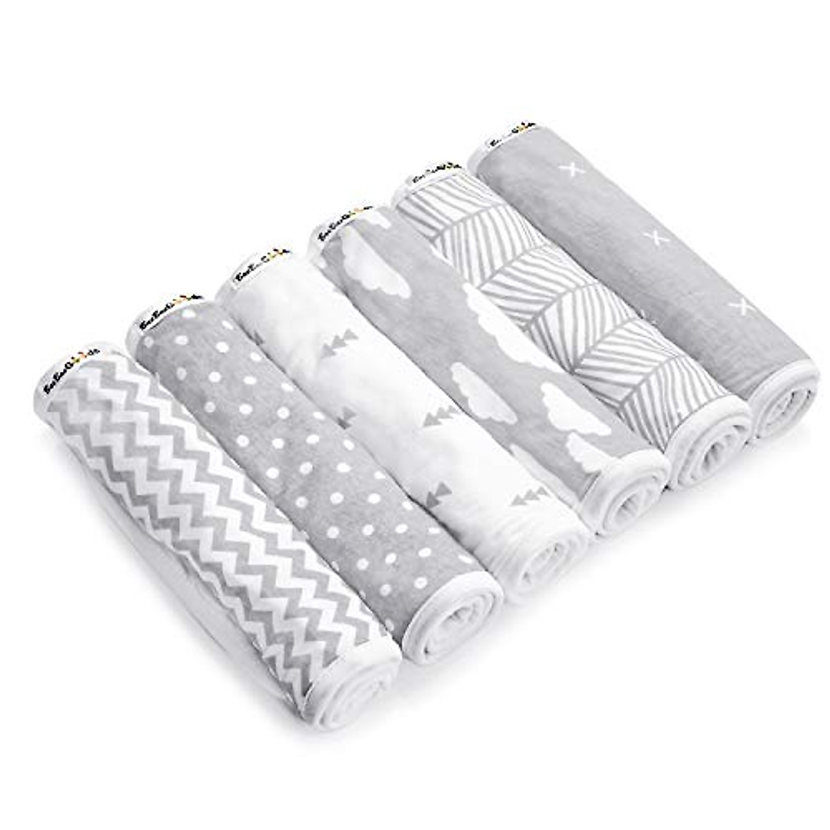 BaeBae Goods Burp Cloths for Baby Boy & Girl - Ultra Absorbent Burping Rags - Anti Shrink Unisex Burpy Clothes - Super Soft Jersey Cotton, Large 21"x10" - Thick for Newborn Cloth Diapers - 6 Pack