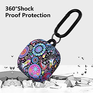 AIRSPO Floral Print Silicone Case Compatible with Samsung Galaxy Buds 2 Case (2021) / Galaxy Buds Pro Case (2021) / Galaxy Buds Live Case (2020) (Bohemian)