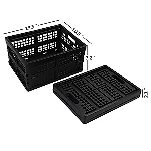 Zopnny 4 Packs Collapsible Milk Crates, 15 L Plastic Stackable Storage Bins Utility Folding Baskets, f