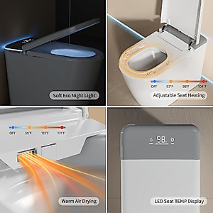 KE KING Smart Toilet with Bidet Built-in, Auto Dual Flush, Auto Open & Close Bidet Toilet with Heated Seat, Instant Warm Water, Remote Control, ADA Height Tankless Toilet
