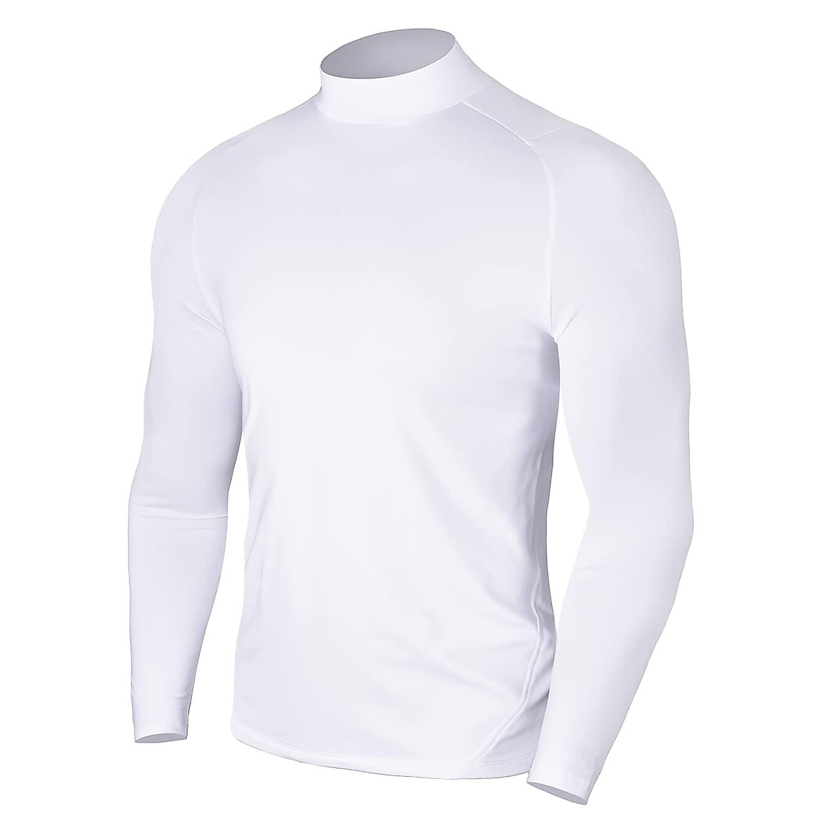 Mens Mock Turtleneck Thermal(White,XXL)