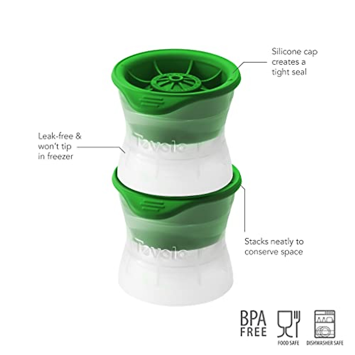 Tovolo Golf Ball Ice Molds, Set of 2 Golf Ball-Shaped Ice Sphere Molds, Stackable Sports Ice Molds, Sports-Themed Ice Makers, Giftable Sports Whiskey Ice Ball Molds, BPA-Free & Dishwasher-Safe