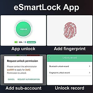 Fingerprint Padlock eLinkSmart App Locker Lock Fingerprint & Phone App, Remotely Authorized, Unlock Record, Schedule, Bluetooth Lock for Gym Locker, School Locker, Backpack, Suitcase, Luggage, Black