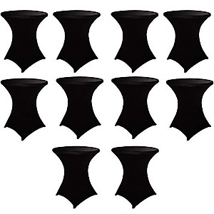 HAORUI 10pcs Stretch Cocktail Tablecloth 30" Spandex DJ Table Cover for Craft Exhibitions Wedding Party Show (30” Black)