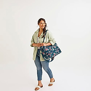 Vera Bradley Women's Cotton Deluxe Travel Tote Travel Bag, Bees Navy - Recycled Cotton, One Size