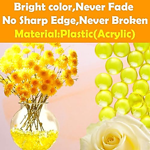 HappyFiller 650 PC Yellow Acrylic Flat Marbles,Fake Gemstones Table Scatters Gems,Bowl Vase Fillers,Party Wedding Centerpieces,Room,Kitchen Floral Candle Holder Decor,Arts Crafts, Easter,Spring,Summer