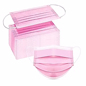 DC-BEAUTIFUL 100 Pcs Pink Disposable 3 Ply Earloop Face Masks,Fit for Adults
