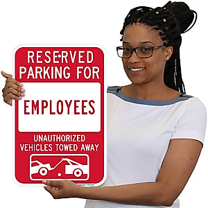 SmartSign "Reserved Parking For Employees - Unauthorized Vehicles Towed" Sign | 12" x 18" Aluminum