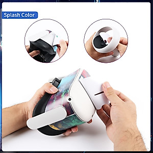 ZyberGears VR Stickers Compatible with Quest 2 Headset Skin Controllers Skin Traceless Frosting Protective Accessories - Splash Color