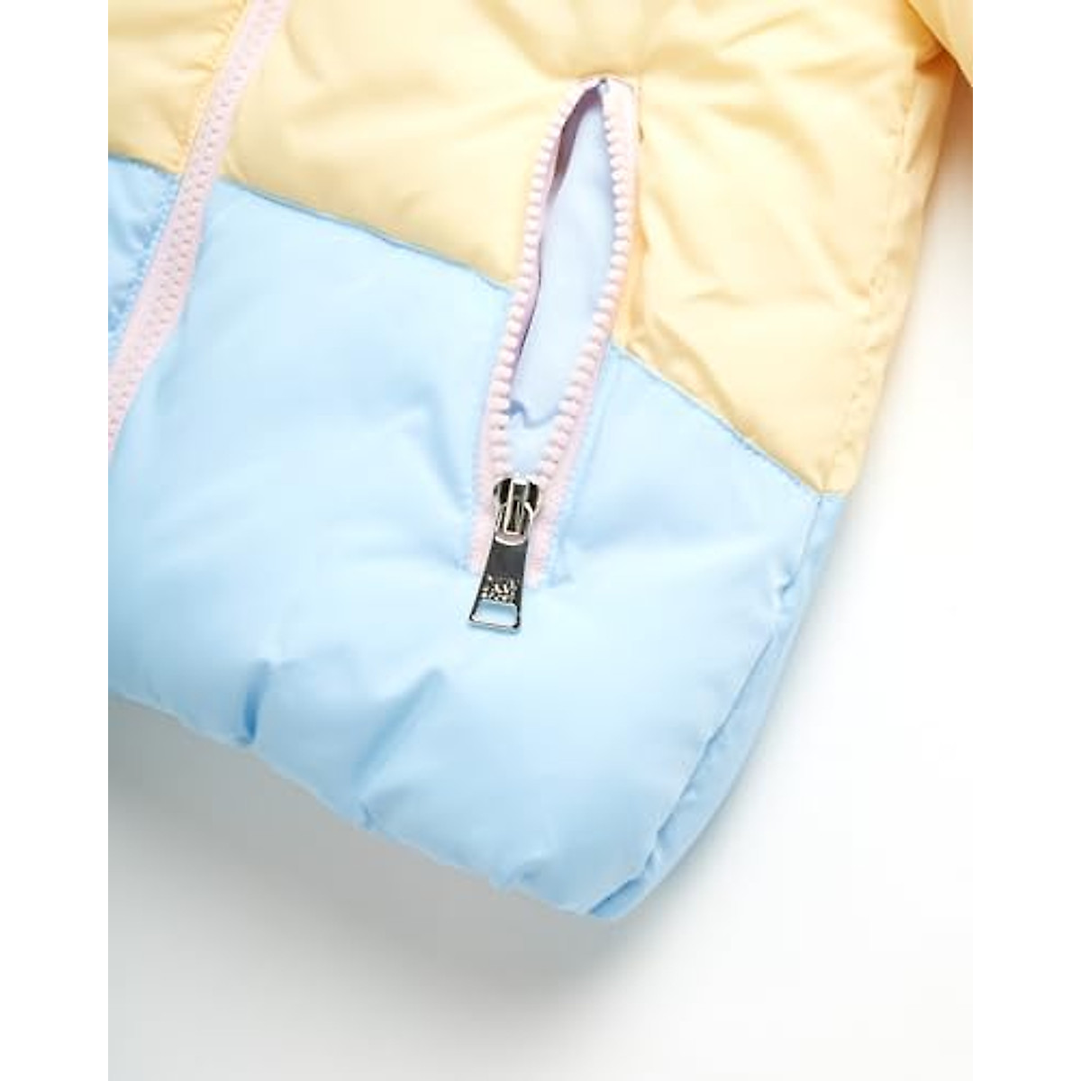 DKNY Infant Toddler Baby Girls' Winter Jacket - Fleece Lined Quilted Bubble Puffer Parka Coat for Girls (Sizes:12M-4T), Size 2T, Cream/Pink/Yellow/Powder Black