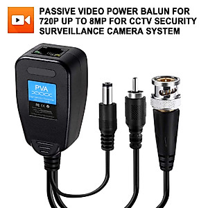 Passive Video Balun 8 Pairs Passive Video Power Balun Audio Connector 960P/1080P/2MP BNC to RJ45 Network Transceiver Cat5e/Cat6 Adapter AHD/TVI/CVI/CVBS for Full HD Security Surveillance Camera System