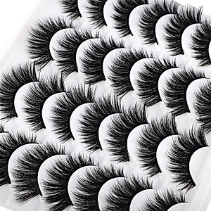 Cat Eye Lashes Natural Look False Eyelashes 14 Pairs Faux Mink Wispy Short Lashes Fluffy 3D Thick Strip Reusable Fake Eyelashes by HeyAlice