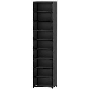 FIDUCIAL HOME 18 Pairs Shoe Cubby 9 Tiers Covered Shoe Rack Shelf Storage Organizer Tall Narrow Space Saving for Entryway Closet