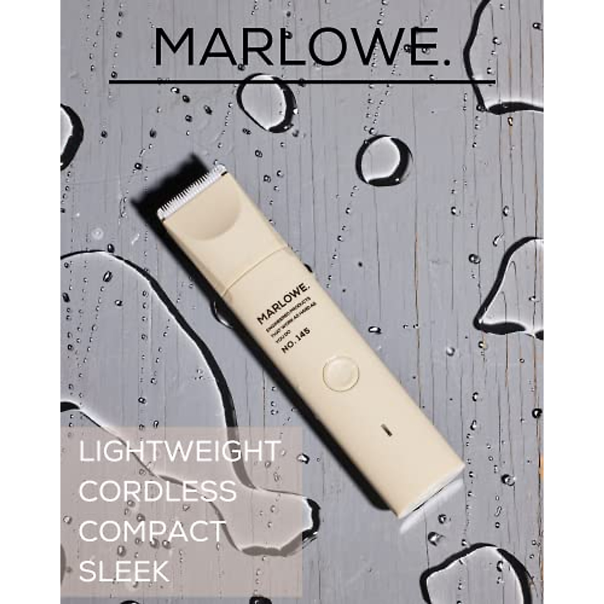 Marlowe. No. 145 Body Hair Trimmer for Men, Desert Sand, Lightweight Waterproof Personal Groomer, Ceramic Blades, Adjustable Comb Lengths & Rechargeable Battery for Head to Toe Male Grooming