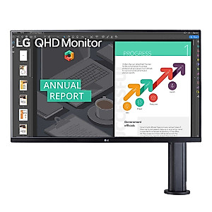 LG 32QP880-B 32'' QHD (2560 x 1440) 75Hz IPS Monitor with USB Type-C and ErgoStand, HDR10 + Wacky Jacky Cleaning Cloth