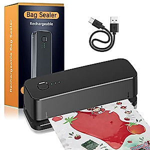 ODSD Bag Sealer Rechargeable, 3.9 inch Heating Length Mini Bag Resealer Portable Vacuum Sealer Machine Kitchen Gadget & 3 Sealing Gear, One Press to Quick Heat Seal for Mylar Food Plastic Chip Bags