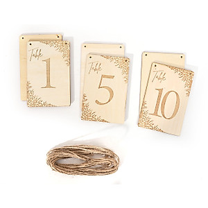 10 Pieces Rustic Wooden Table Numbers - 1-10 Wedding Table Decorations,Wooden Sign for Banquet Restaurant Party Decor,Wedding Reception Anniversary Baby Bridal Shower, Floral Theme Receptions
