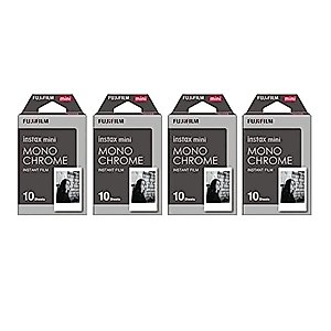 Fujifilm Instax Mini Instant Film Monochrome 4-Pack Bundle Set, Mono Chrome (10 x 4 = 40) # 337556 for Mini 90 8 70 7s 50s 25 300 Camera SP-1 Printer