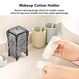 Agatige Cotton Pad Holder, Butterfly Rose Flower Cotton Pad Dispenser with Cover for Home(Translucent Grey)
