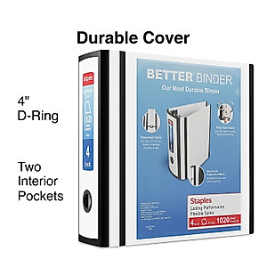 Staples 1618005 Better 4-Inch 3 Ring View Binder White