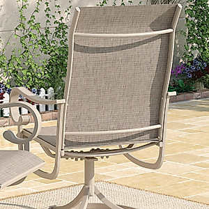 DIFY 7 PCS Patio Dining Set, Outdoor Dining Furniture Set with 47.2" Round Dining Table with Umbrella Hole & 6 Patio Swivel Curved Armrests Chairs for Yard Garden Porch Lawn, Sandshell