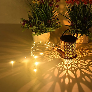 Solar Watering can with Garden Decor Lights,Retro Waterproof Copper Solar Twinkle Lights for Outdoor,Pathway,Yard, Deck,Patio,Walkway,Lawn,Courtyard Party Art Decorations(Large)