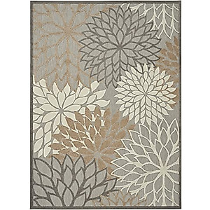 Nourison Aloha Indoor/Outdoor Natural 7' x 10' Area-Rug, Easy-Cleaning, Non Shedding, Bed Room, Living Room, Dining Room, Deck, Backyard, Patio (7x10)
