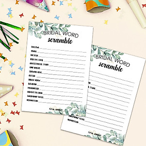 Bridal Shower Game Cards, Bridal Word Scramble Game, Greenery Theme Engagement Party Cards For Wedding, Bridal Shower Decorations, Engagement Activities Ideas, Wedding Shower Party Game Card