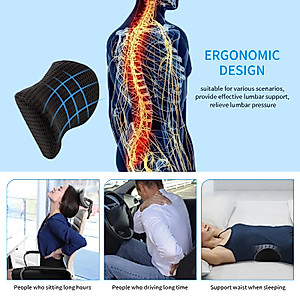 Lumbar Pillow, Memory Foam Lumbar Support Pillow for Office Chair and Car Seat, Back Support Pillow for Lower Back Pain Relief, Support Cushion Back Pillow for Sleeping, Resting, Driving, Traveling