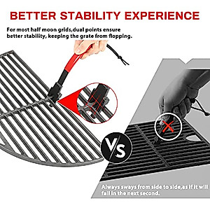 KAMaster Cast Iron Grill Grate Lifter,Grid Lifter Gripper Fit Big Green Egg Accessories Kamado Grill Joe Primo Vision Louisiana Grills,Grate Lifters with Red Protective Cover for Moving Hot Grate