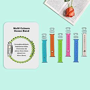 6 Pack Ultra Ocean Band Compatible With Apple Watch Band 49 45 44 42 41 40 38mm, Soft Silicone Waterproof Sports Band For Women And Men For Apple Watch Band Series 8 7 SE 6 5 4 3 2 1