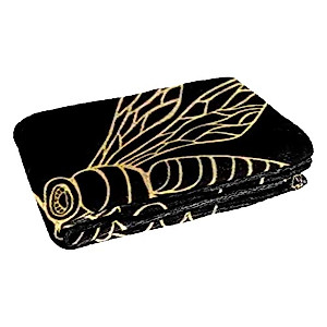 Golden Bee Prints Soft Warm Cozy Blanket Throw for Bed Couch Sofa Picnic Camping Beach, 150×100cm